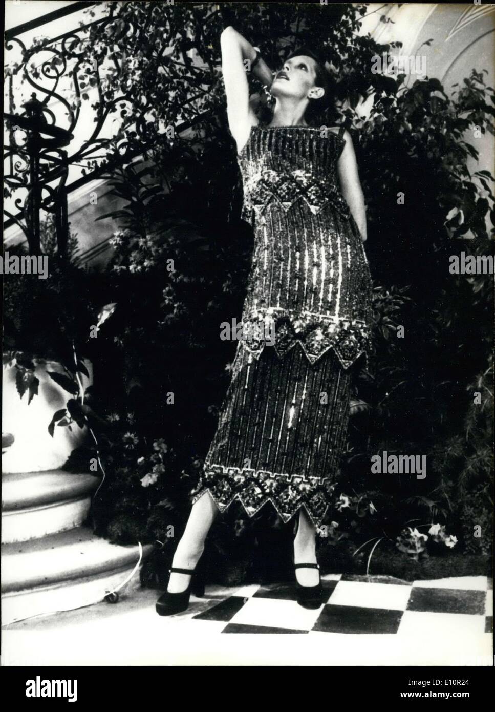 Dec. 11, 1973 - Jean Patou shows one of his designs from his 1974 ready ...