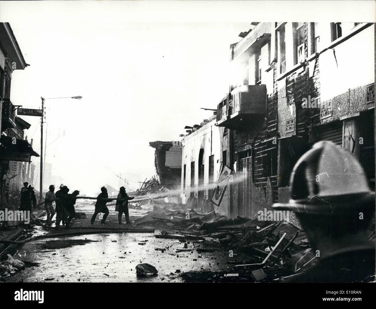 Dec. 12, 1973 - Earthquake in Nicaragua. Photo shows firemen at work on ...