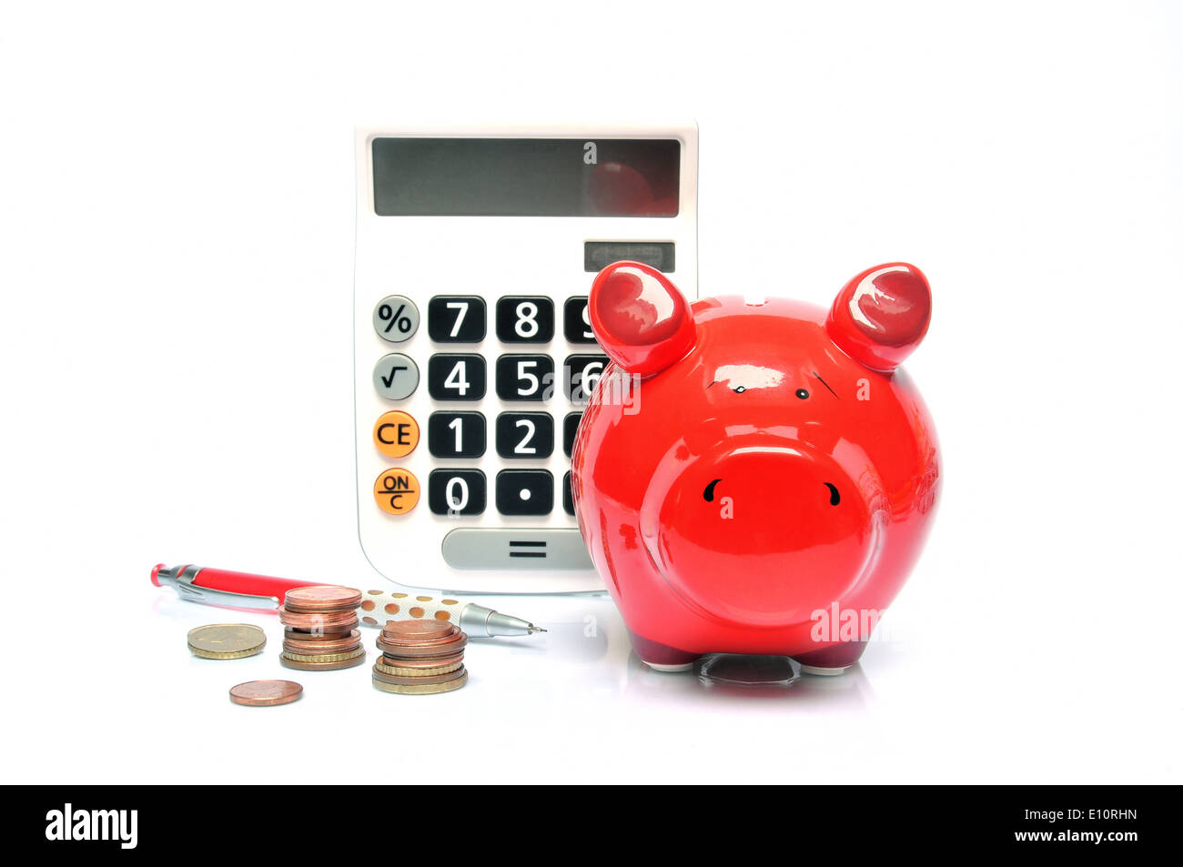 Piggy bank calculator money hi-res stock photography and images - Alamy