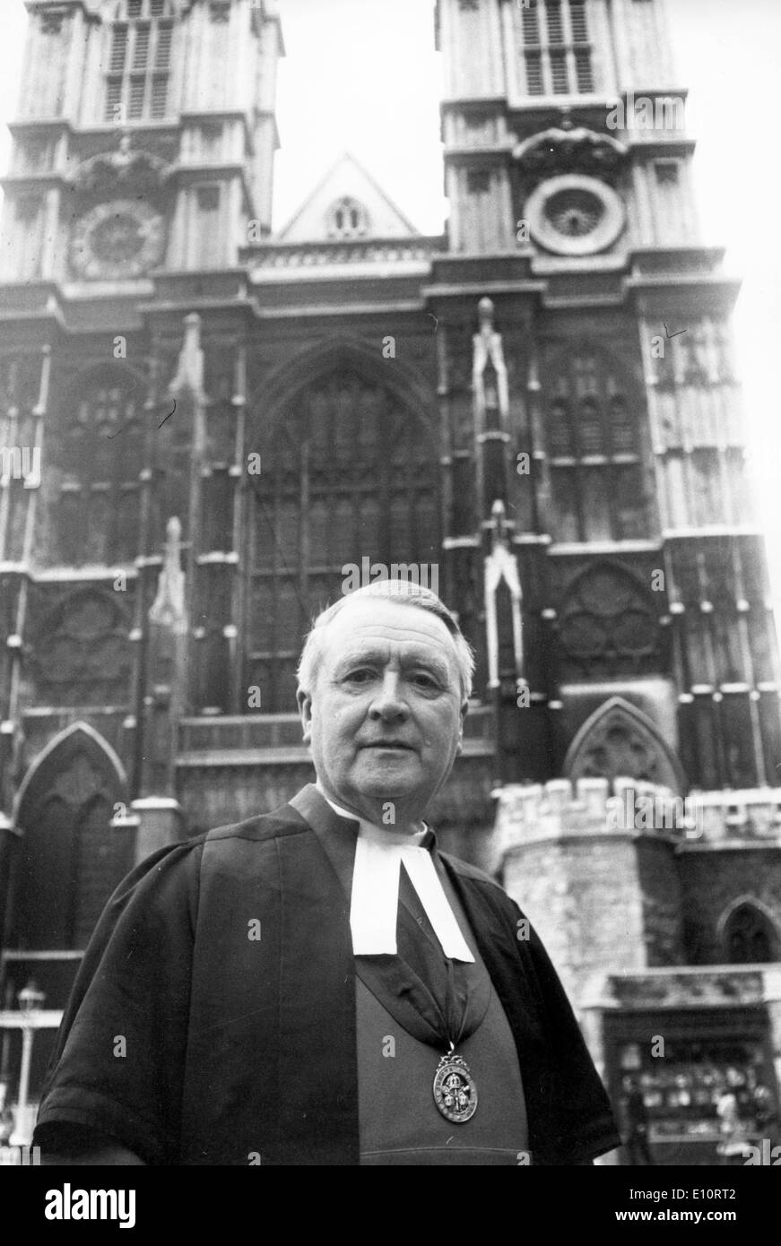 Dean of Westminster, the very Rev. Dr. ERIC ABBOTT, outside Westminster ...