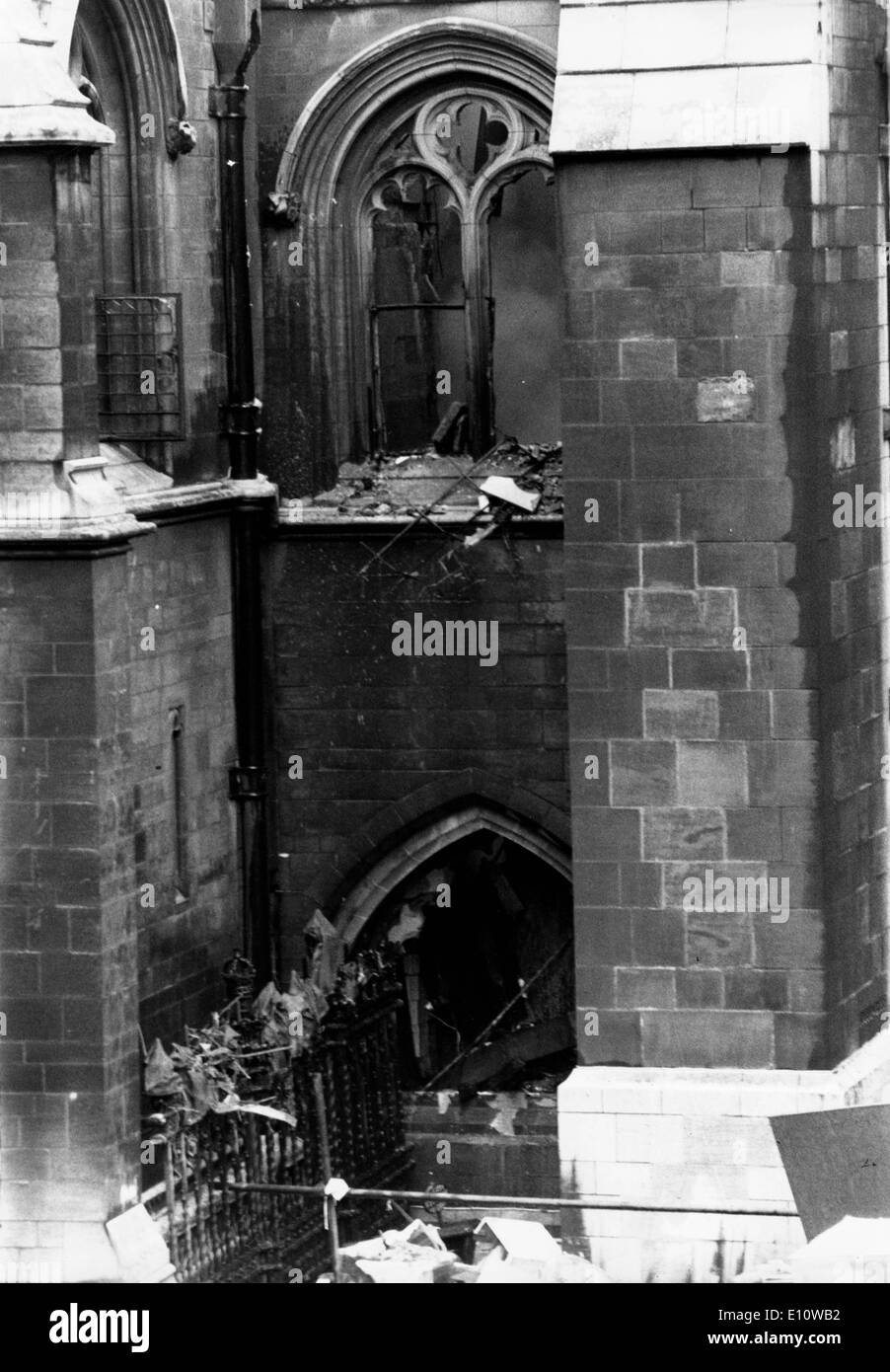 Westminster Hall after a bomb blast had blown out the windows Stock ...