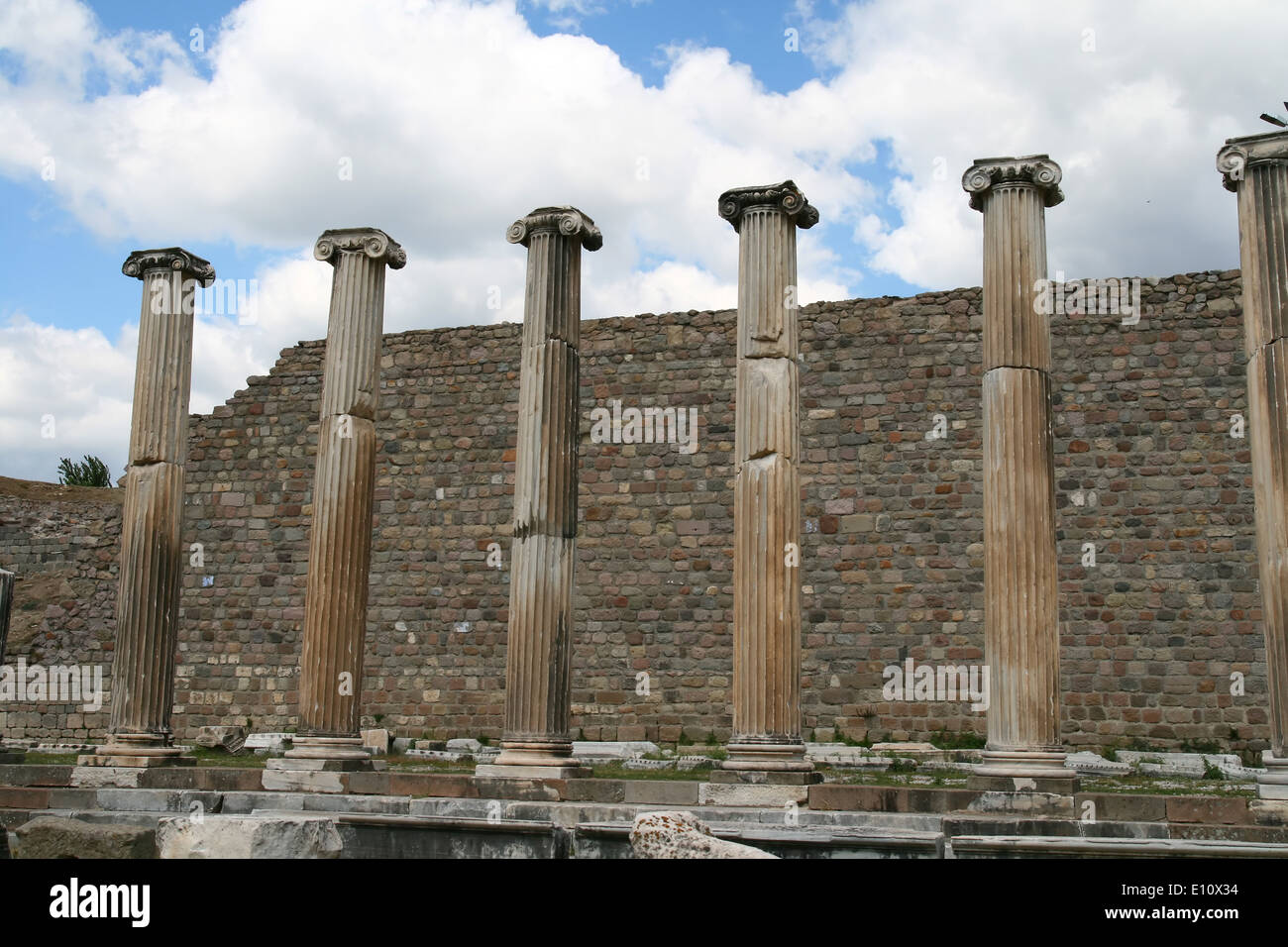Pergamon antic city street columns Stock Photo - Alamy