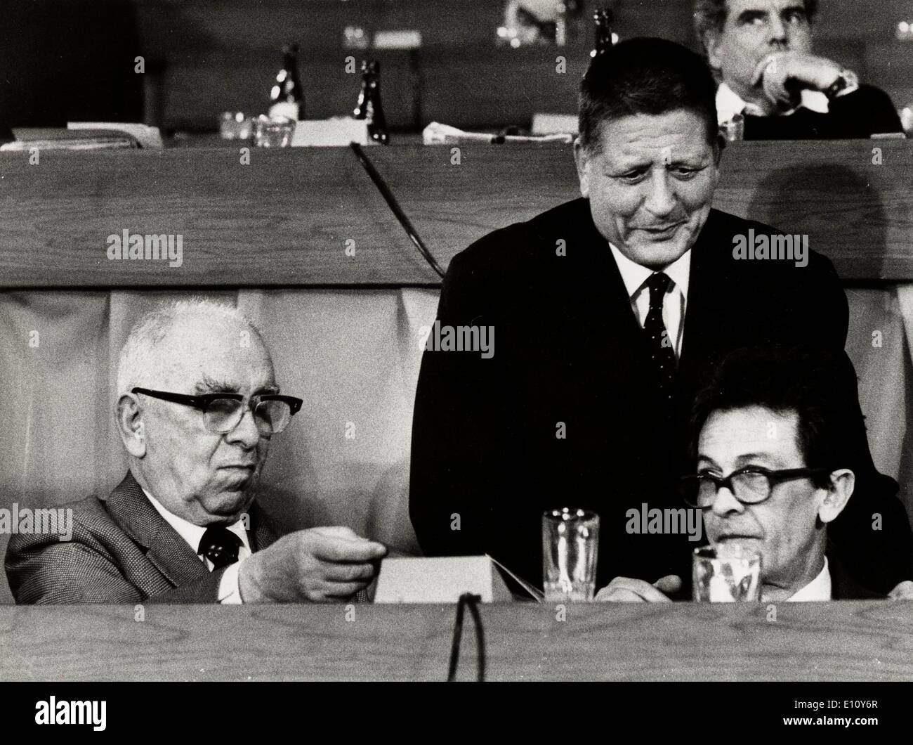 LUIGI LONGO (L), ENRICO BERLINGER (R) and communist leader GIORGIO ...