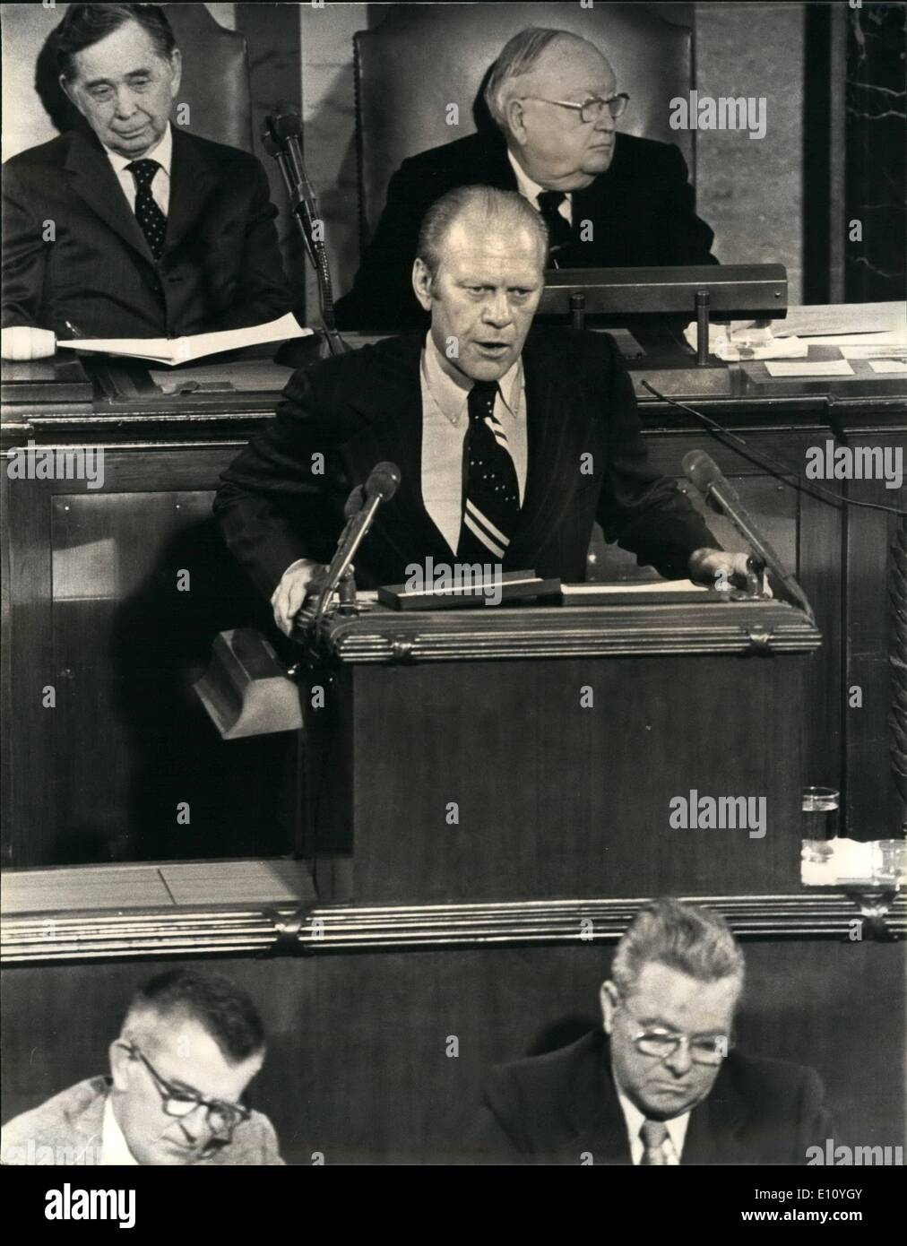 Oct. 10, 1974 - President Ford delivering his message on economics to a ...