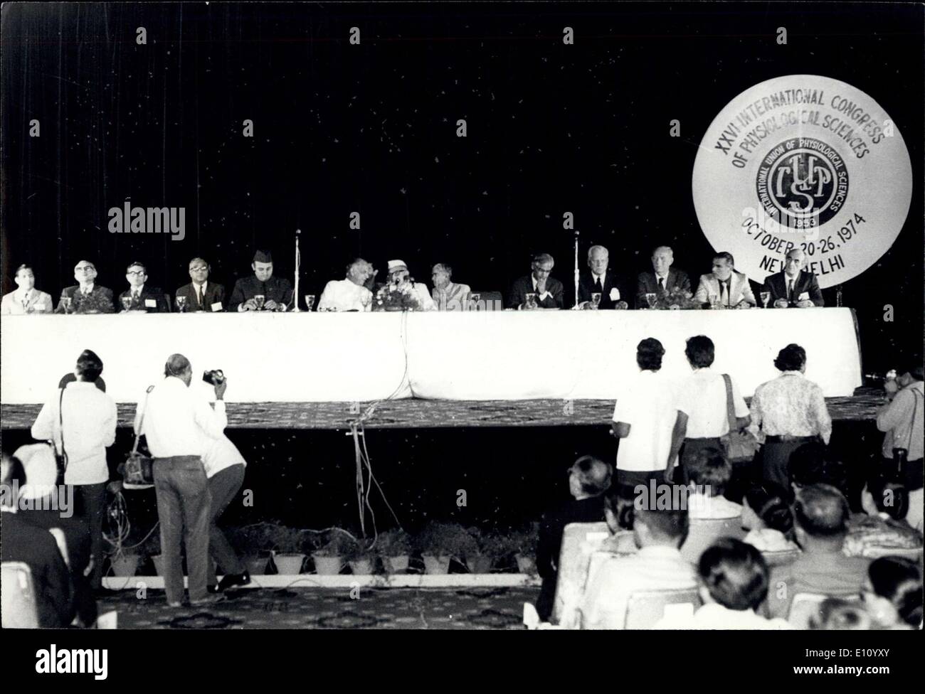 Oct. 20, 1974 - A view of the dias of the inaugural session of the 26th ...