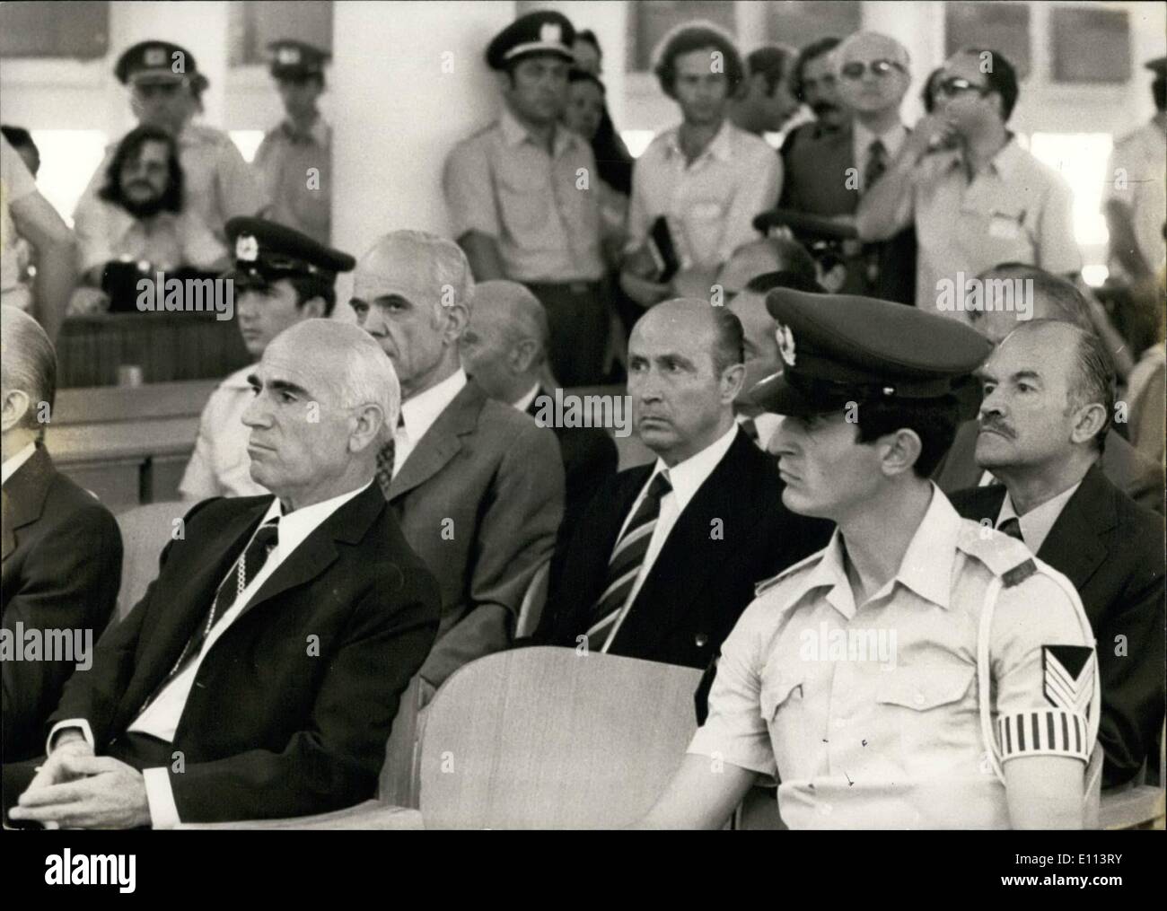 Jul. 07, 1975 - Greek Junta Trial. Left: Patakos, second row center ...