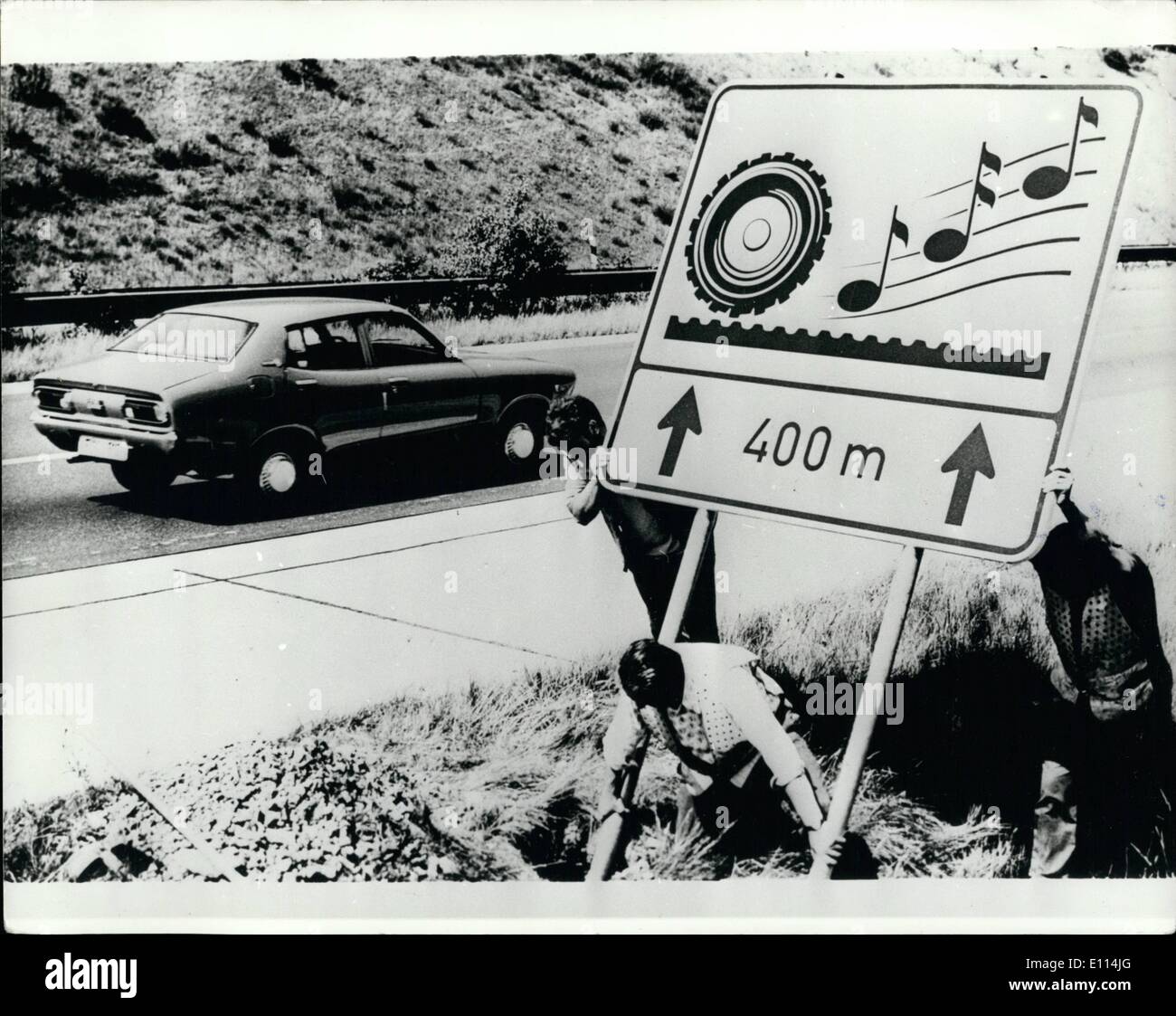 Aug. 08, 1975 - A new ''singing'' wheels traffic sing has just been ...