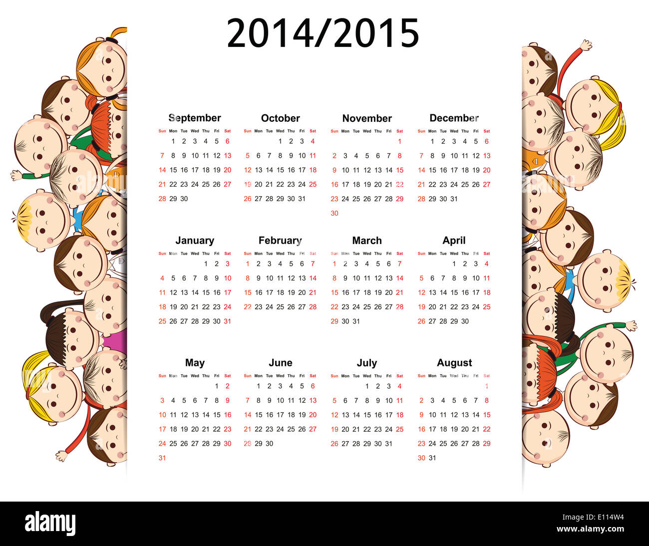 School calendar on years 2014 and 2015 Stock Photo - Alamy
