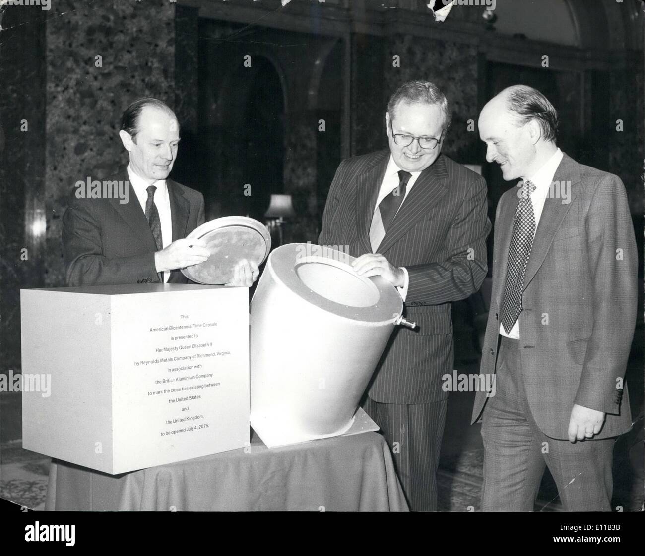 Inspect aluminum time capsule which received today buckingham palace hi ...