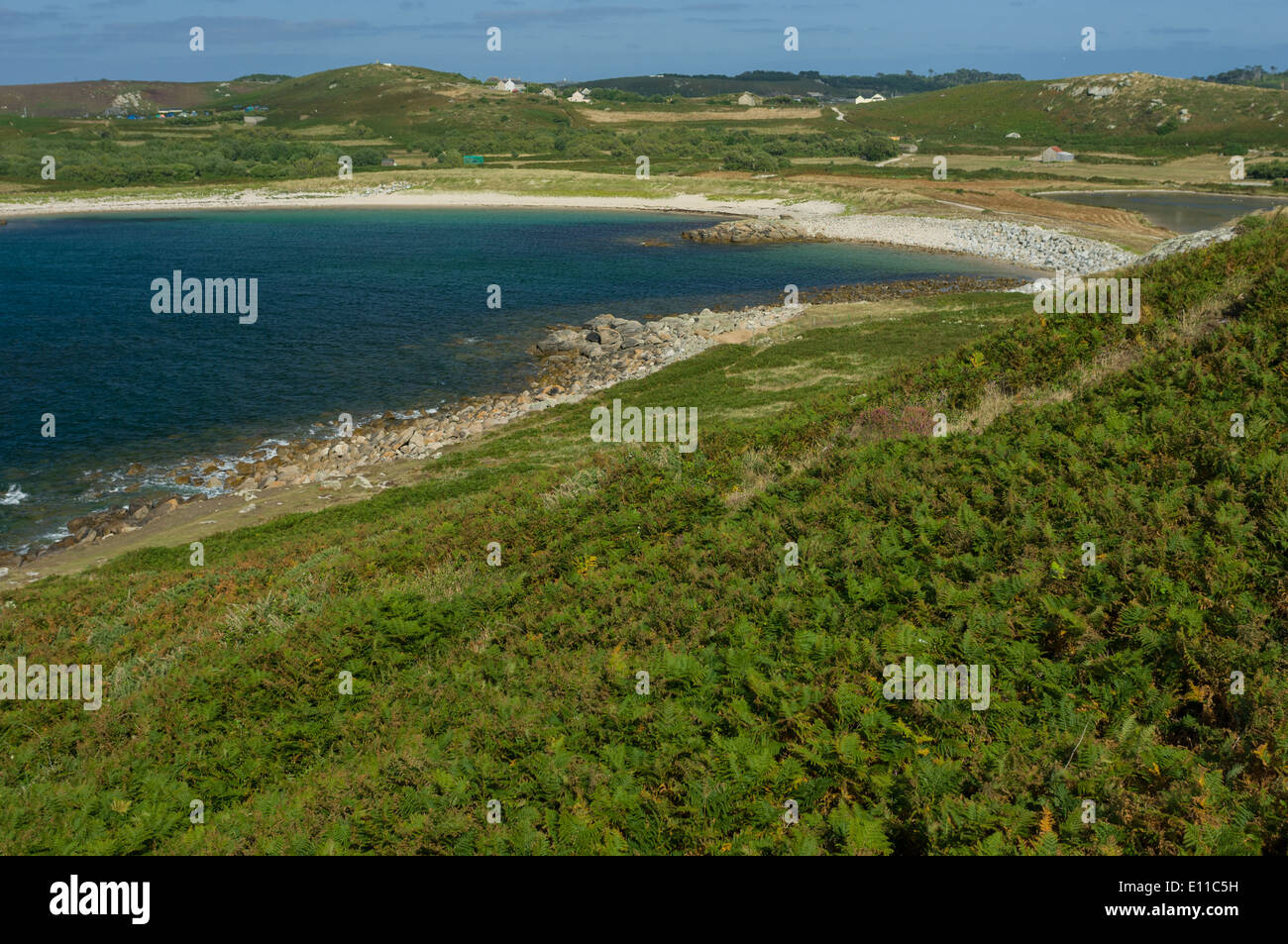 Isolated bay on Bryher Island, Isles of Scilly, Cornwall, England Stock ...
