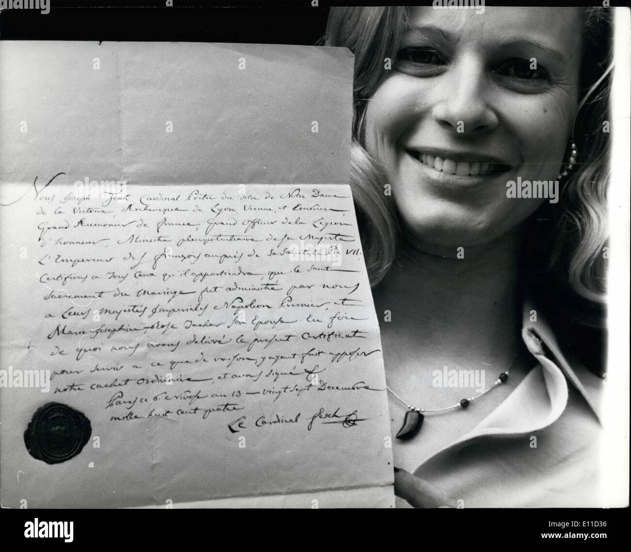 Apr. 04, 1977 - Napoleon's marriage lines sold at Sotheby's : The ...