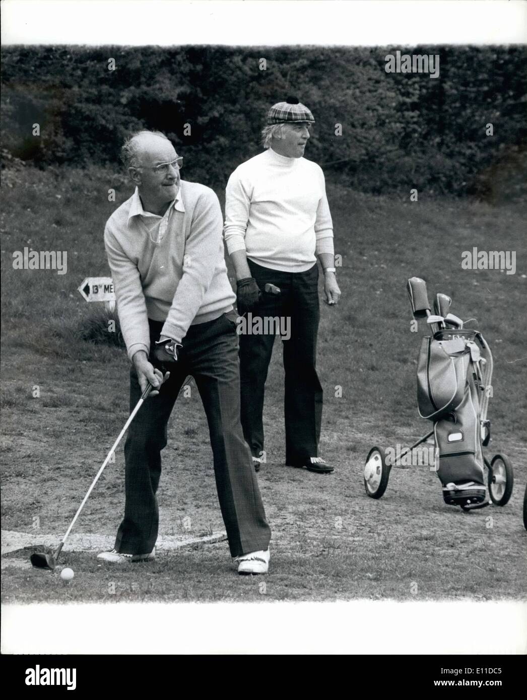 May 05, 1977 - Hugh Scanlon relaxing with a round of Golf at Eastbourne ...