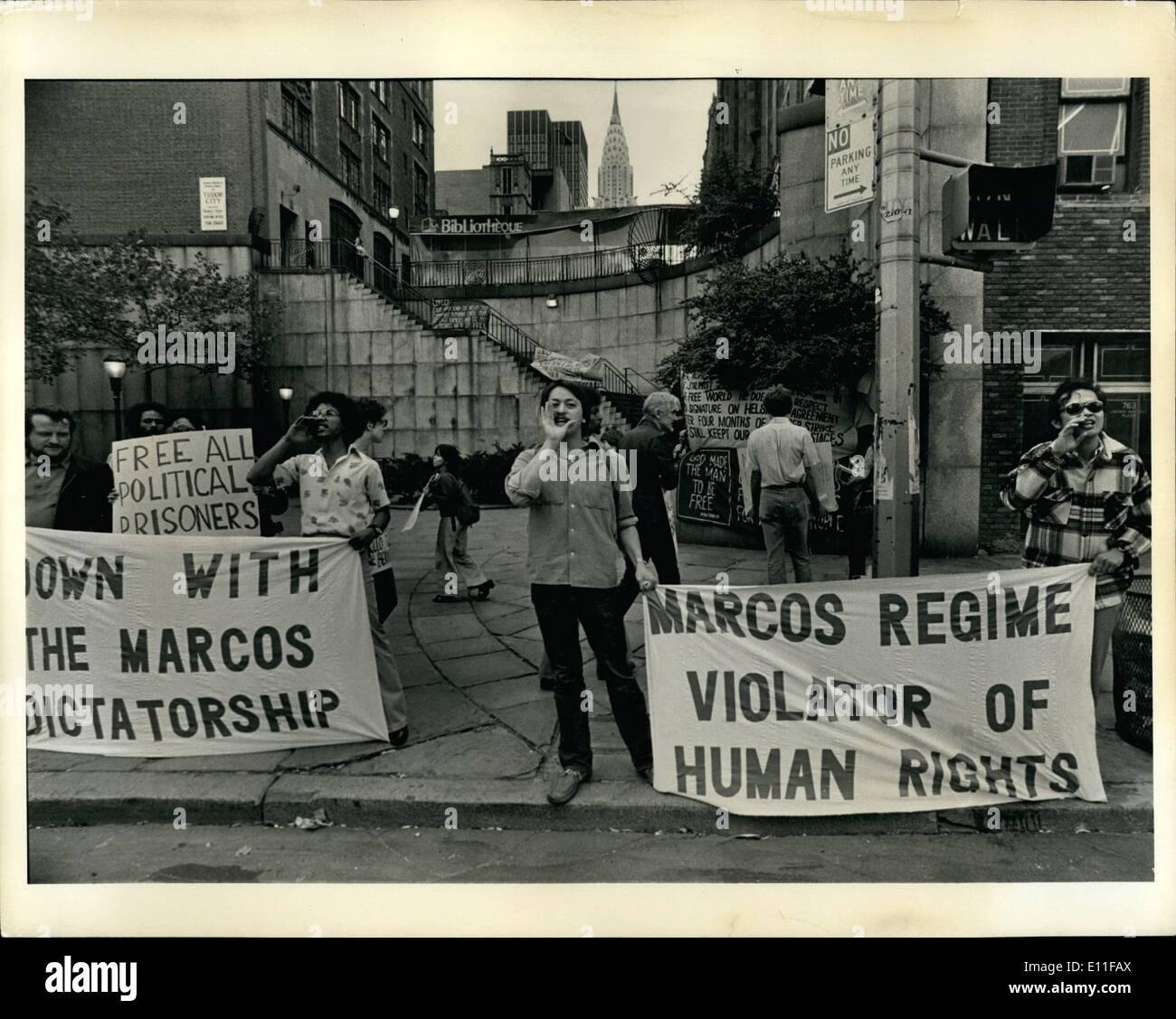 Oct. 10, 1977 - Anti - Marcos demonstration in front of the UN Stock ...