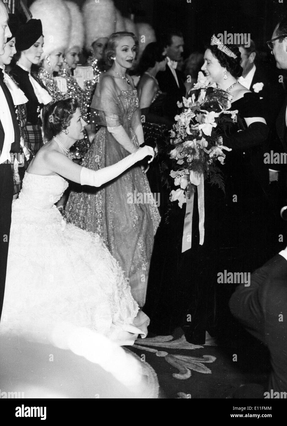 The Queen Mum meets Marlene Dietrich and Irene Dunne Stock Photo - Alamy
