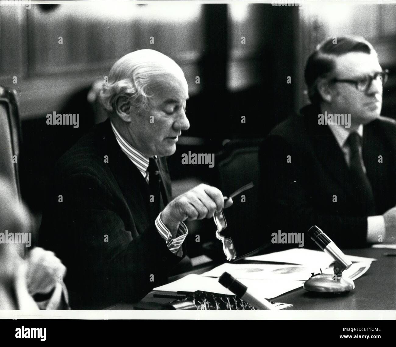Dec. 12, 1977 - Unilever Chairman Sir David Orr at a press conference ...
