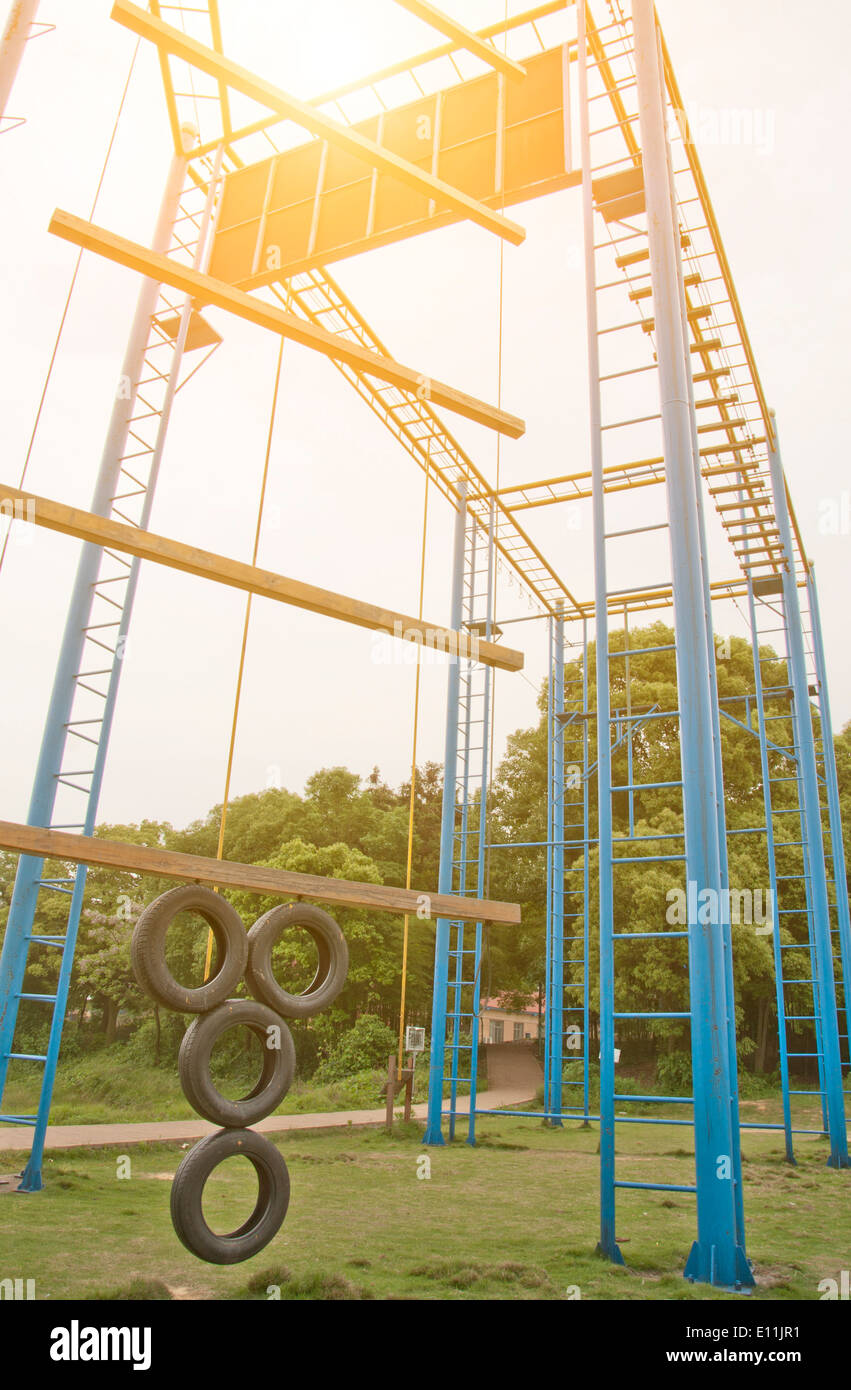 Ropes Course Training Equipment Stock Photo - Alamy