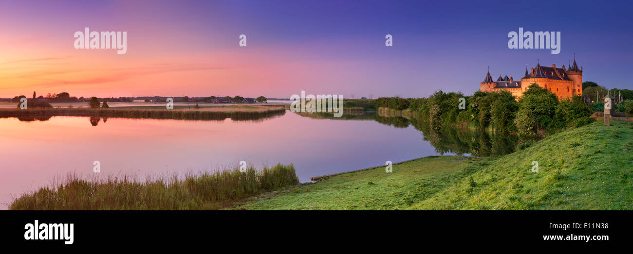 Panorama of a medieval castle at sunrise Stock Photo - Alamy