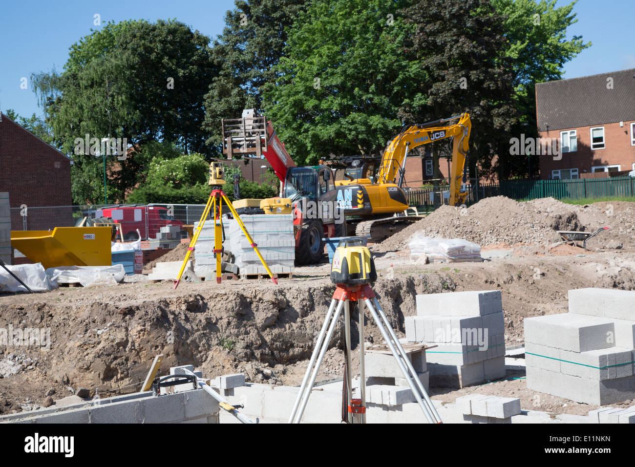 diggers and equipment on a British building site Stock Photo - Alamy