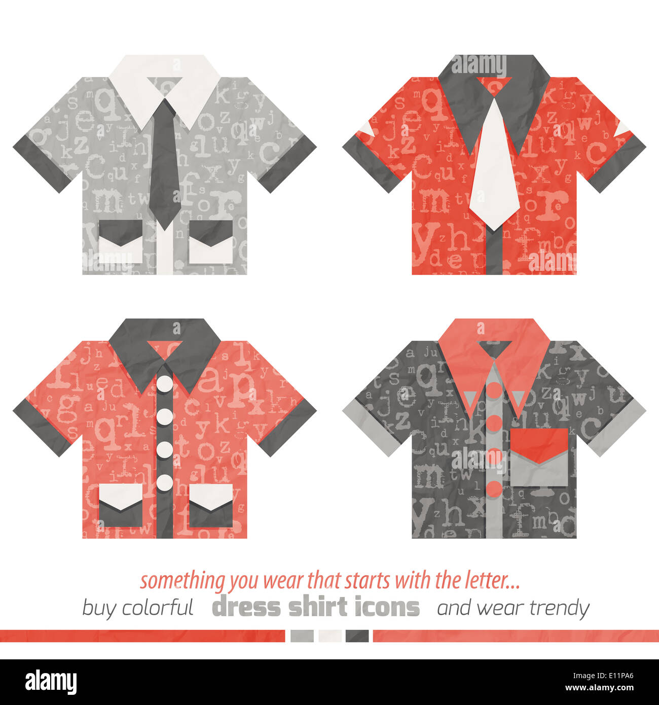 new collection of dress shirt icons with letters symbol ornament Stock ...