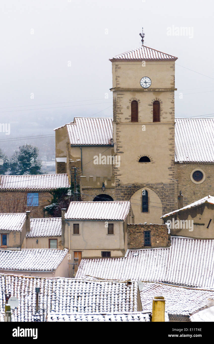 The medieval village of Tourouzelle in the Aude region of Languedoc ...