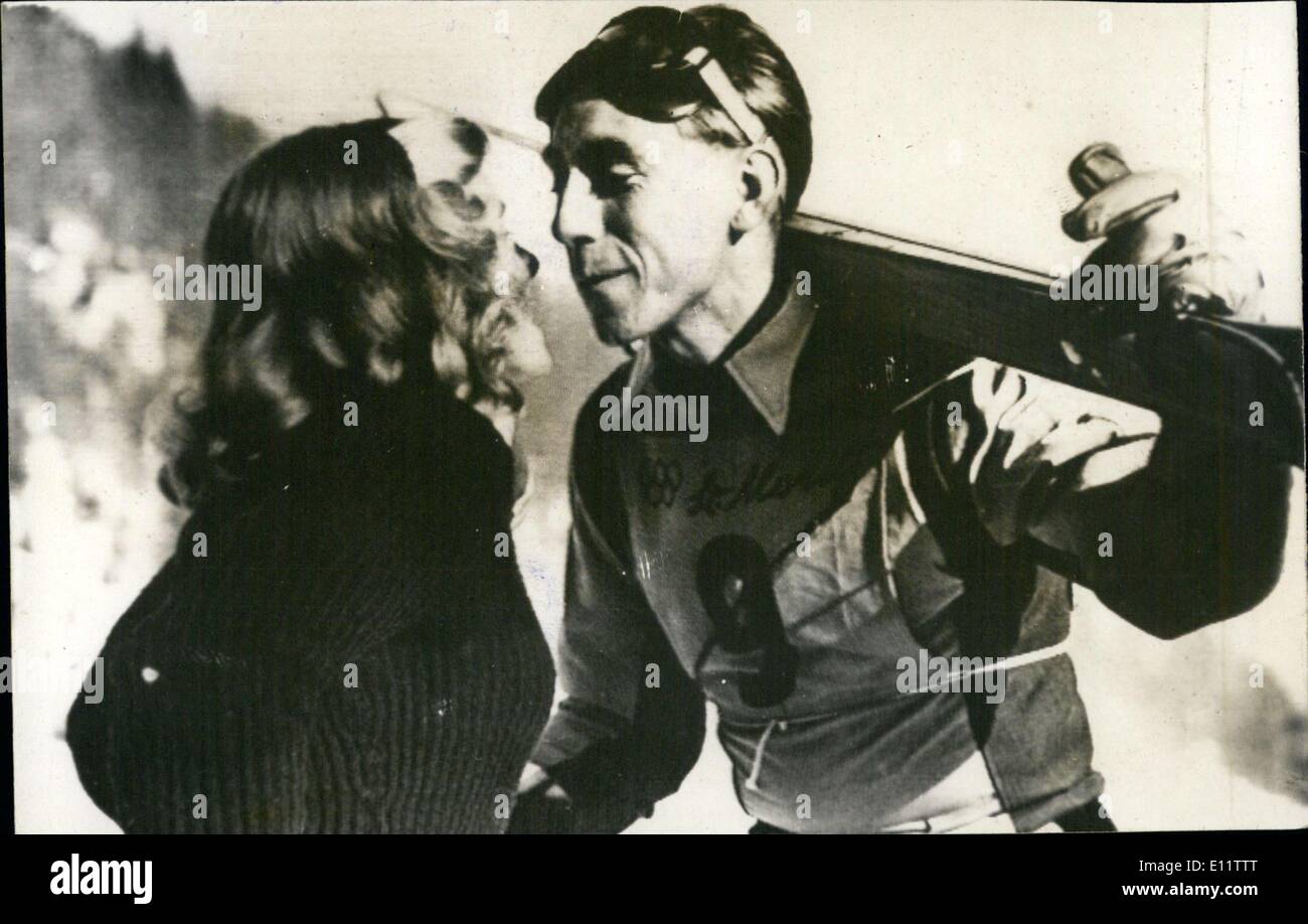 Apr. 02, 1980 - Skier Henry Moreiller and friend at St Moritz Stock ...