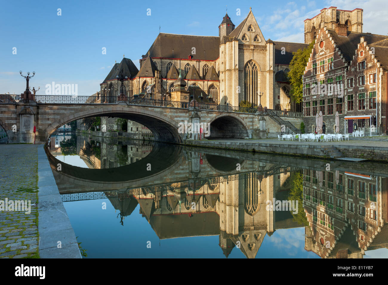 Morning at St Michael's Bridge, Ghent, Belgium Stock Photo - Alamy