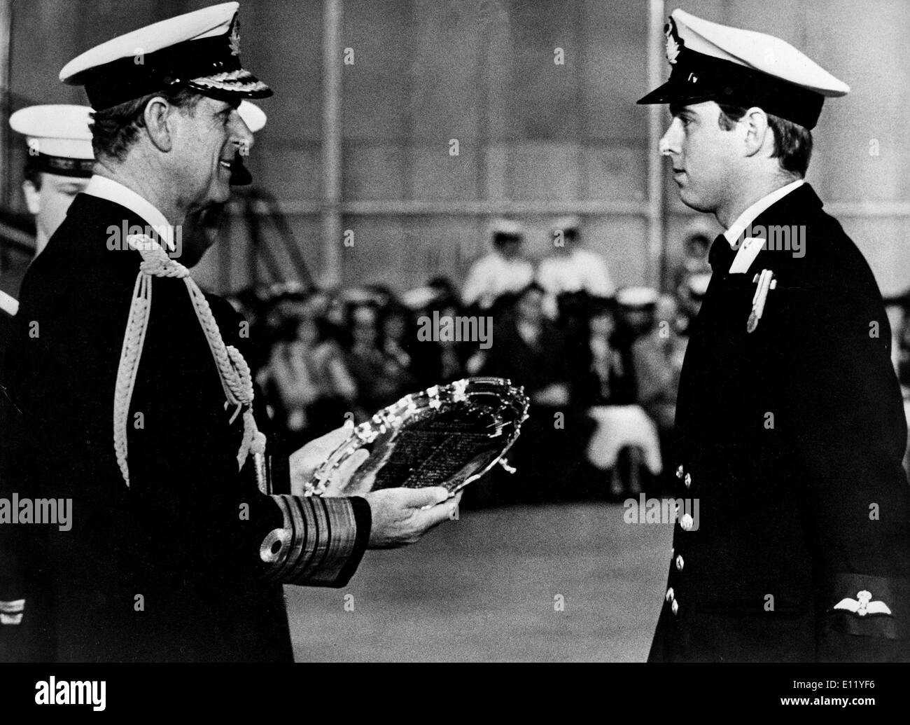 Apr 03, 1981; Cornwall , UK; PRINCE PHILIP presents his son PRINCE ...