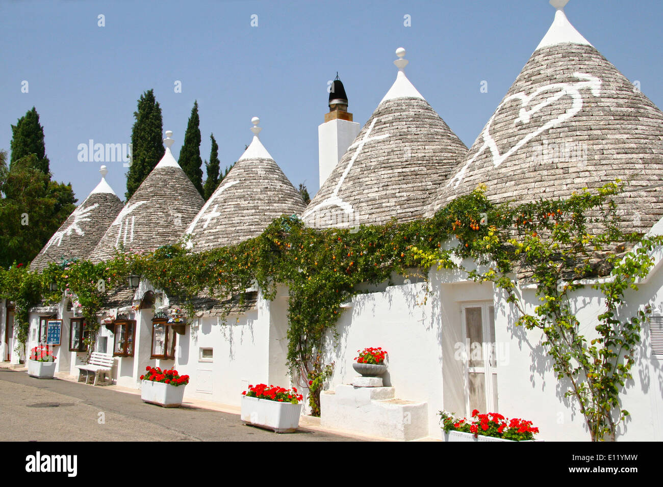 Trulli houses in the center of Alberobello, Puglia, Italy Stock Photo ...
