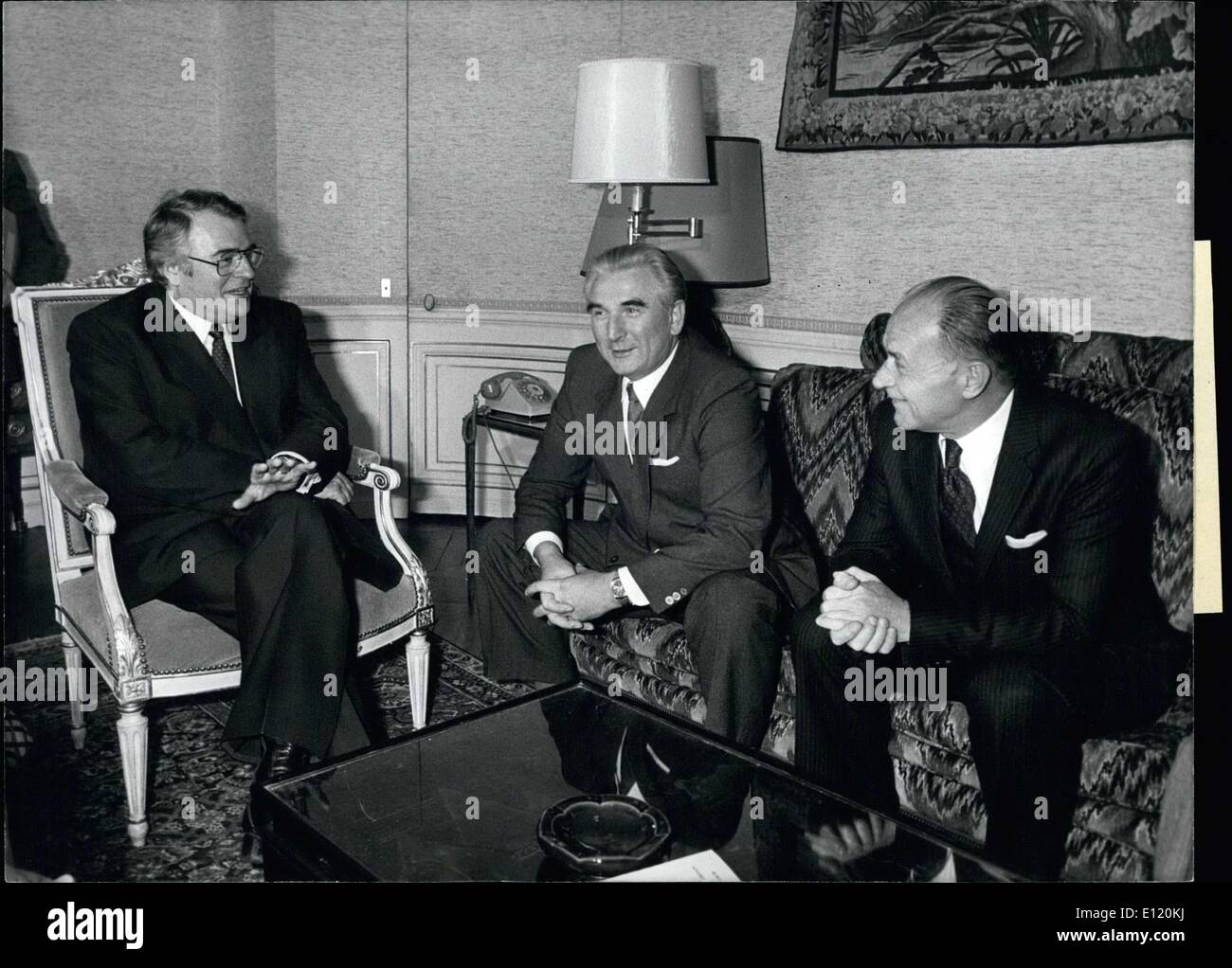 Aug. 18, 1981 - Pierre Mauroy, Josef Czyrek, and Ambassador Eugenius ...