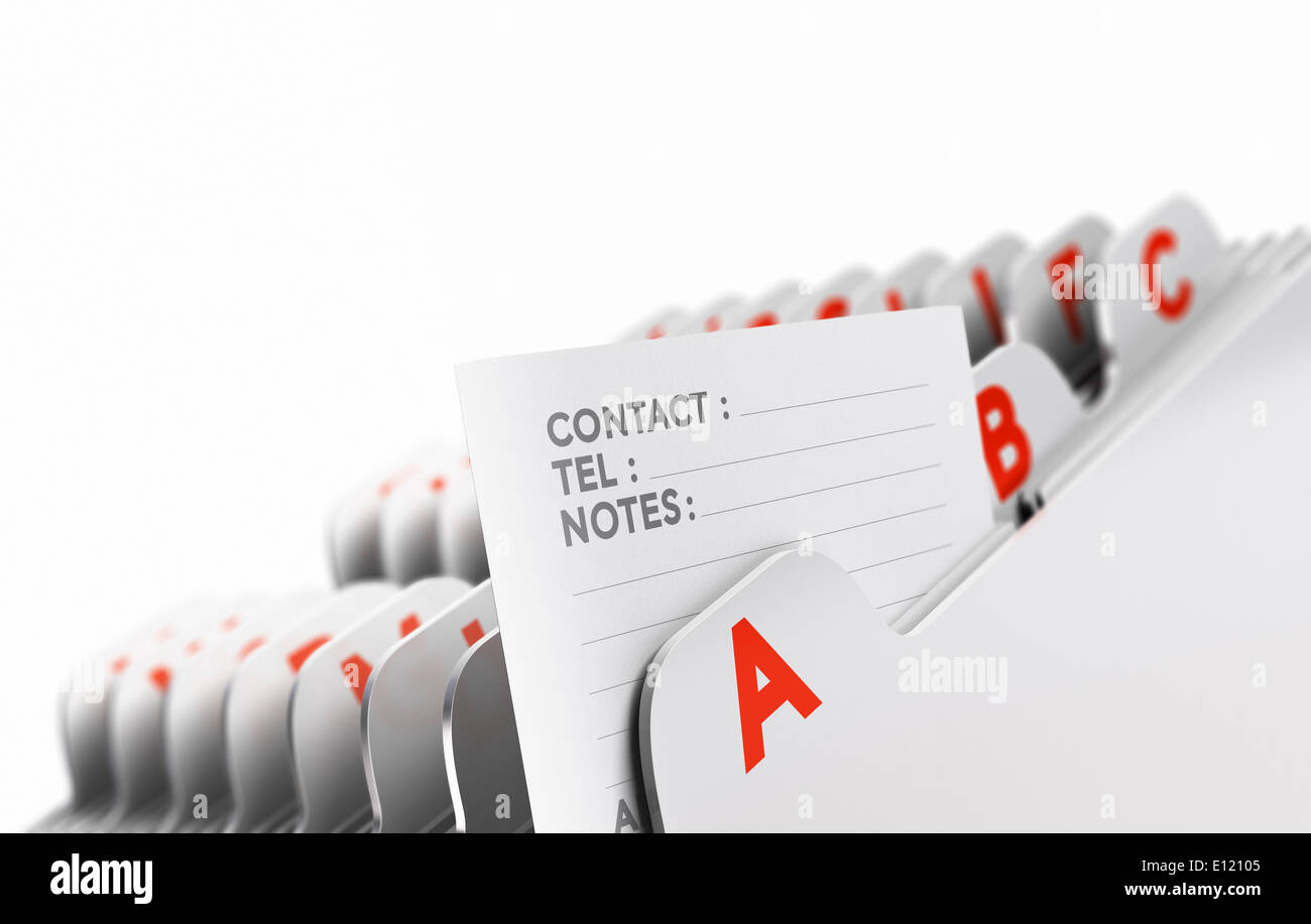 Customer file organized alphabetically with focus on a contact note ...