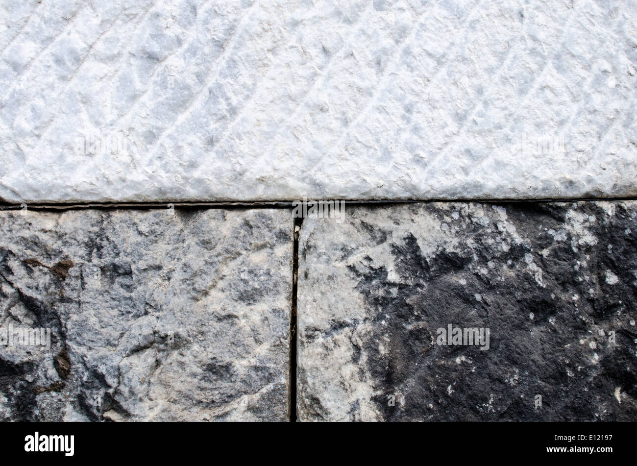 detail of old and new marble block Stock Photo - Alamy