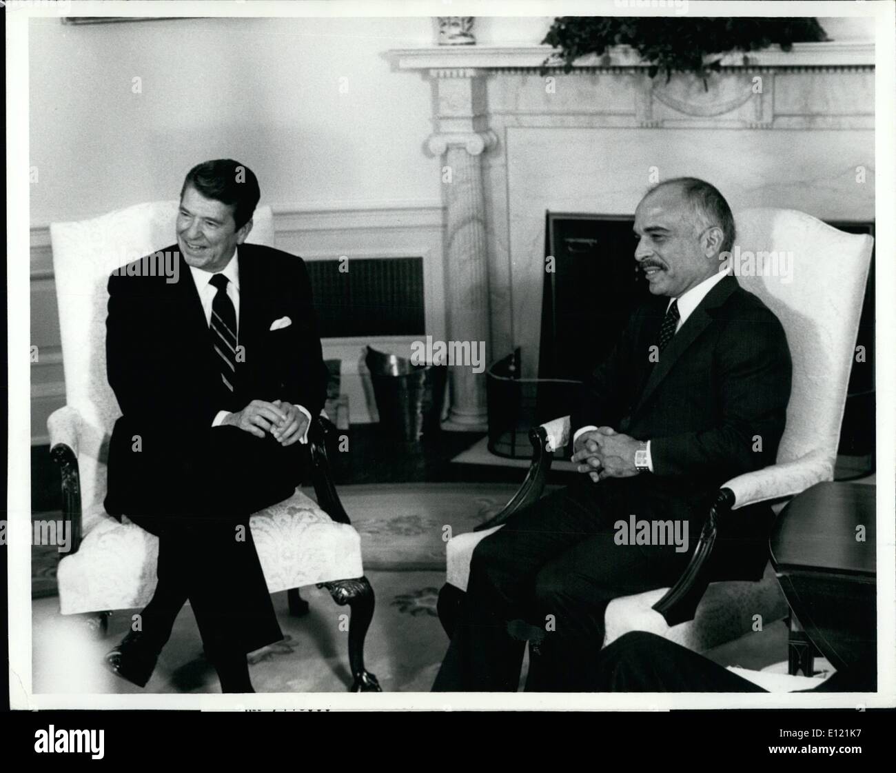 Nov. 11, 1981 - Reagan and King Hussein meet: President Reagan left is ...