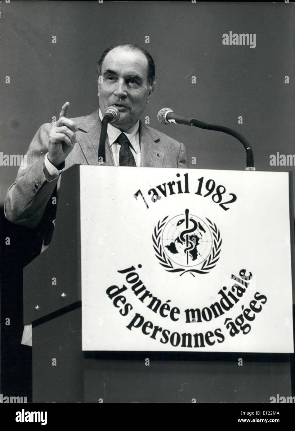 Apr. 08, 1982 - President Francois Mitterand Giving a Speech Stock ...