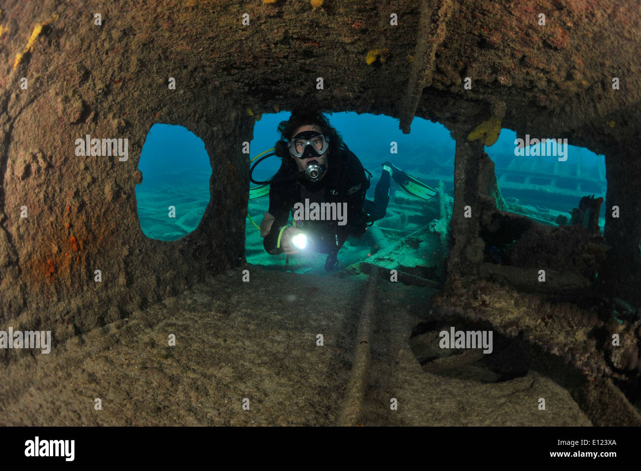 Diver inside wreck hi-res stock photography and images - Alamy