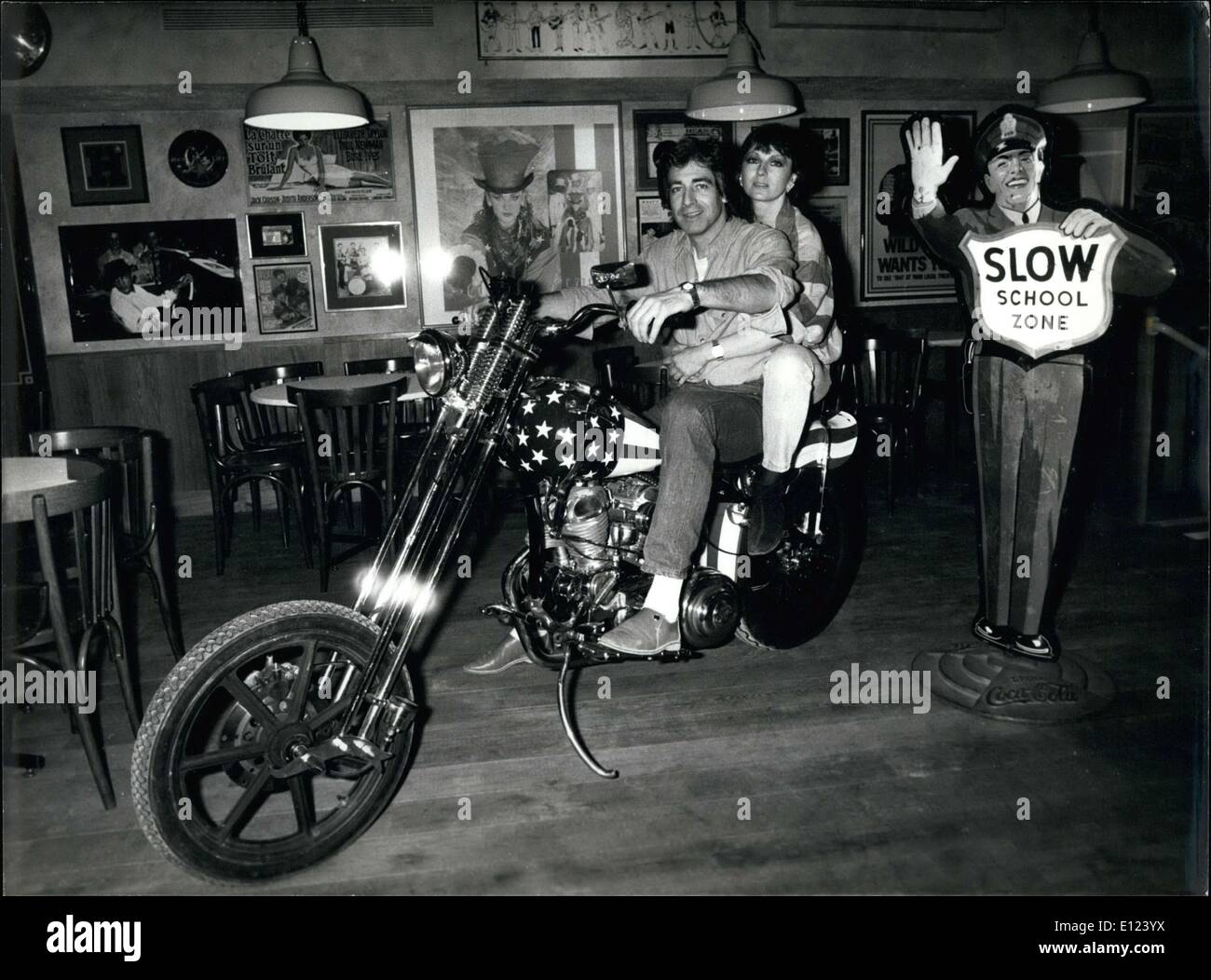 May 09, 1985 - Singer Ringo with wife, Annick, on Motorcycle from ...