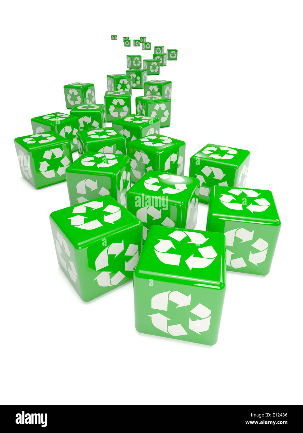 3d render of green recycling dice Stock Photo - Alamy