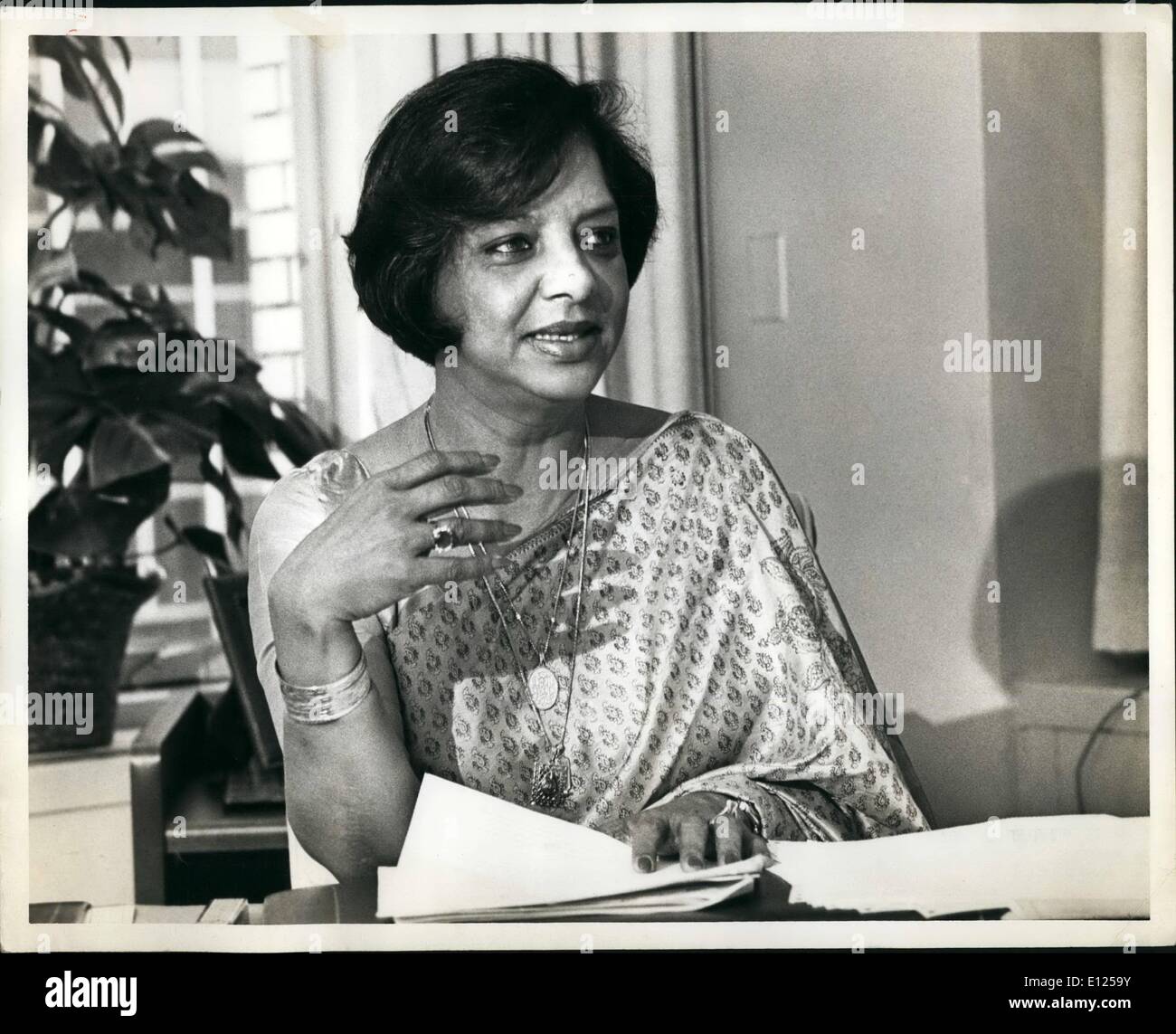 Nov. 11, 1987 - New U.N.F.P.A. Chief Nafis Sadik, photographed in her ...