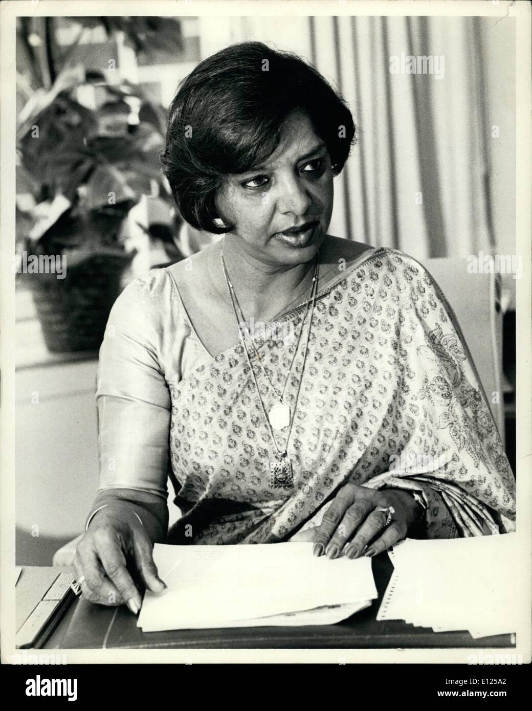 Nov. 11, 1987 - NEW U.N.F.P.A. CHiEF, NAFIS SADIK. Photographed in her ...