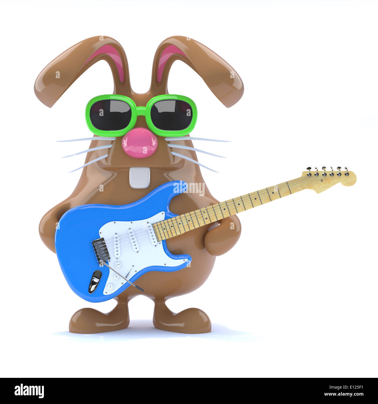 3d render of a chocolate Easter bunny with electric guitar Stock Photo ...