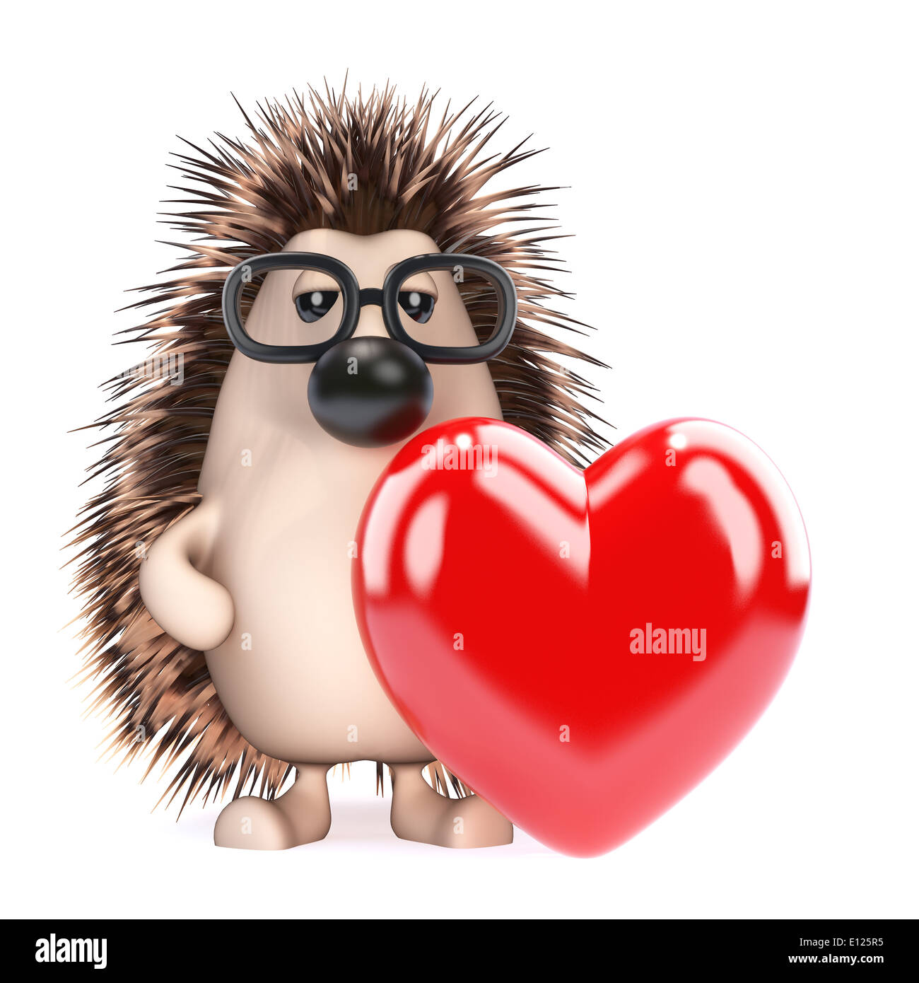 3d render of a hedgehog holding a red heart Stock Photo - Alamy
