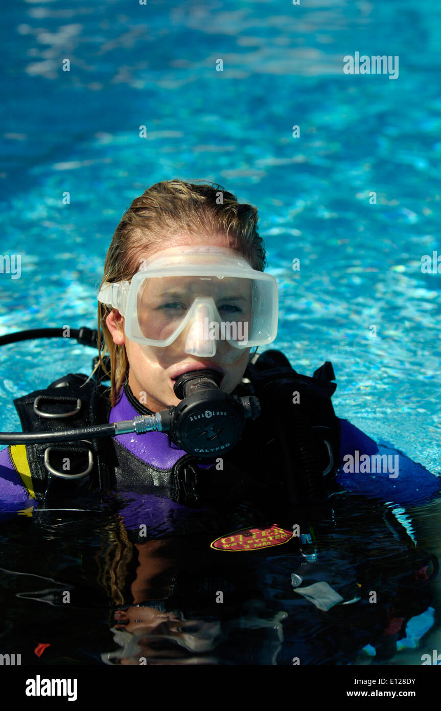 Scuba diver at the surface Stock Photo - Alamy
