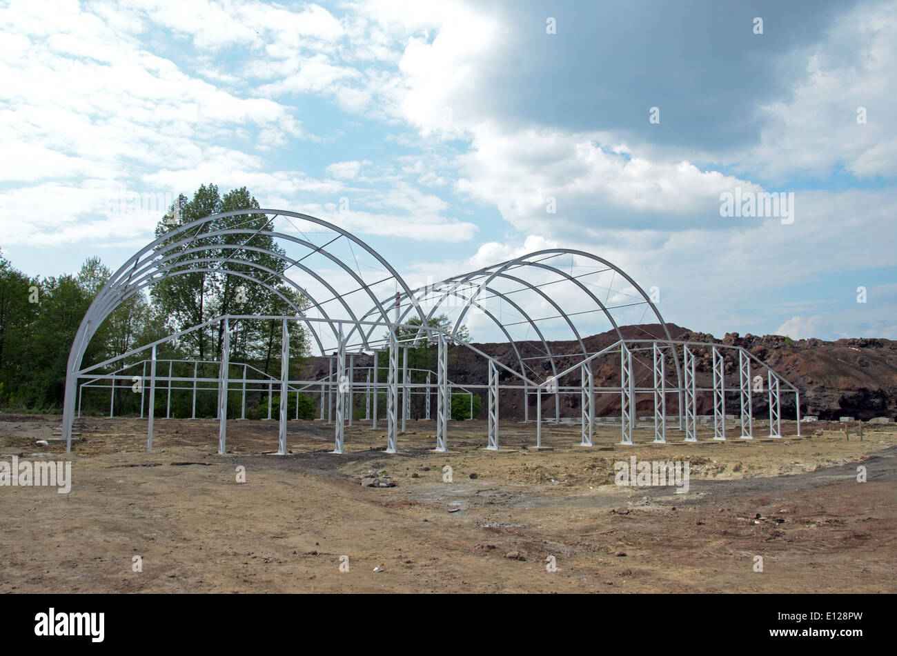 Photo of construction site of modern warehouse Stock Photo - Alamy