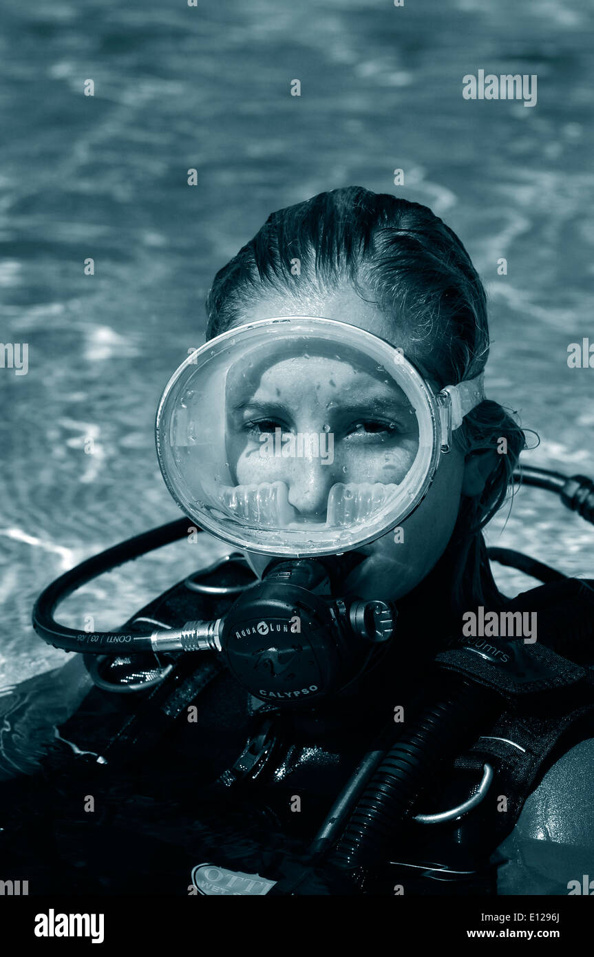 Scuba diver at the surface Stock Photo - Alamy