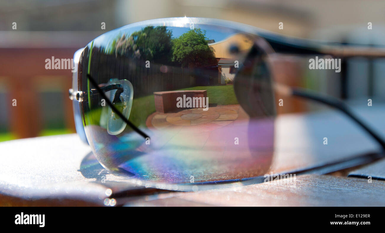 garden reflection in sunglass in summer Stock Photo - Alamy