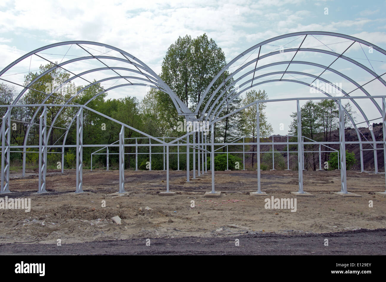 Photo of construction site of modern warehouse Stock Photo - Alamy