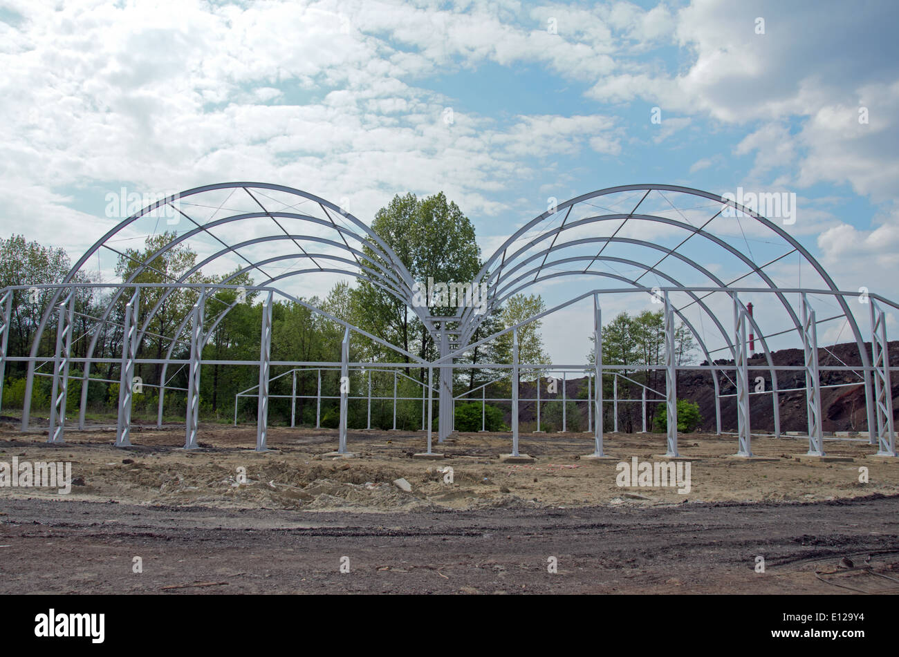 Photo of construction site of modern warehouse Stock Photo - Alamy