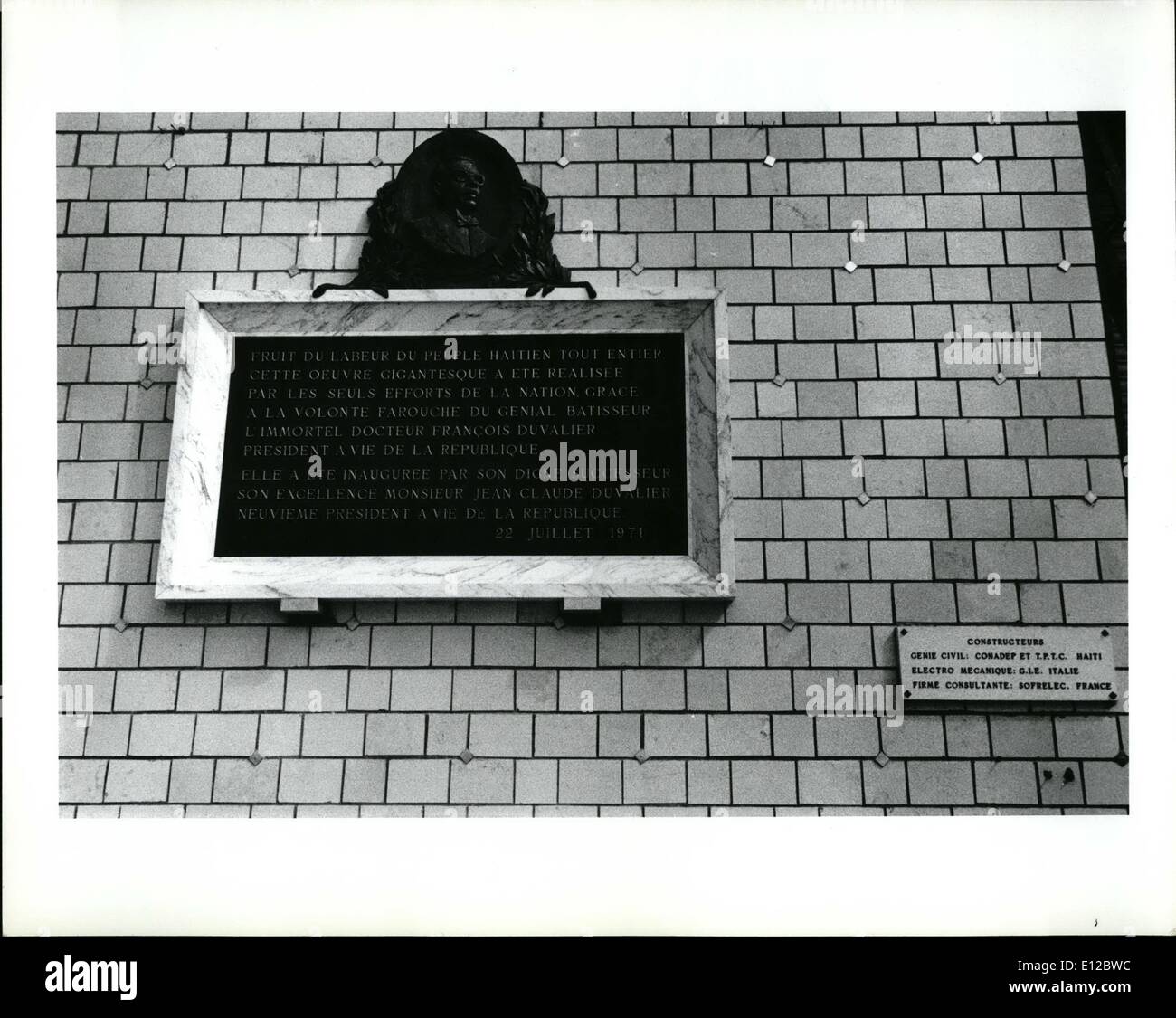 Dec. 12, 2011 - Placque commemorating the opening of the Peligre ...