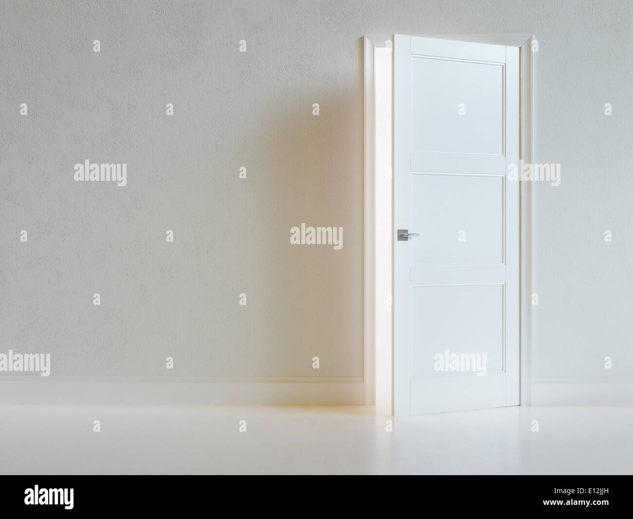 Empty White Room Interior With Opened Door. Abstract Architecture ...