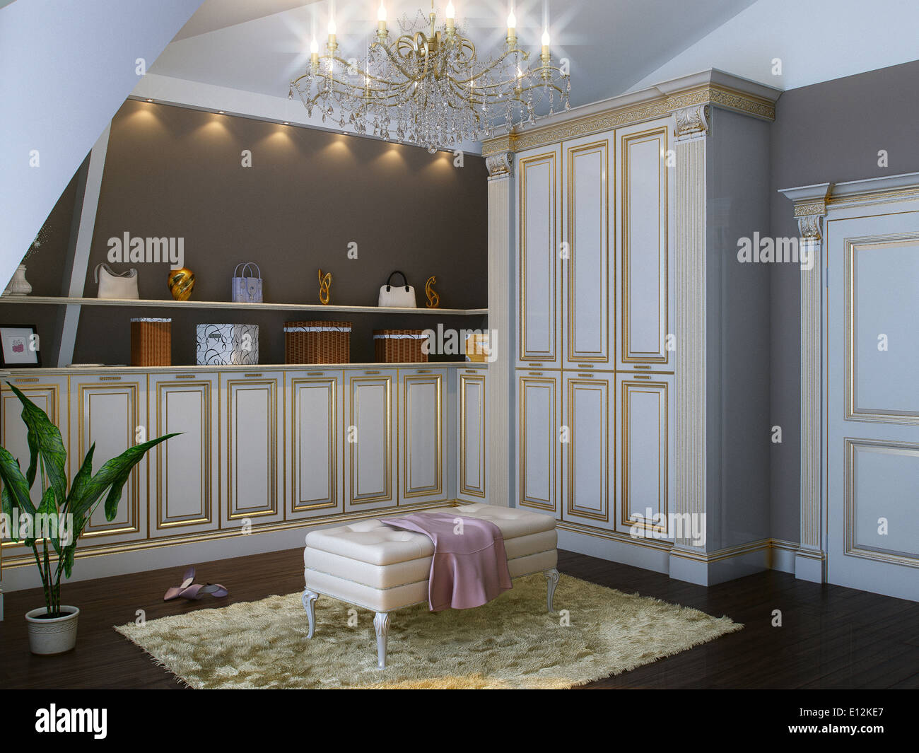 Classic Room Interior With Luxury Furniture And Telescope Stock Photo ...