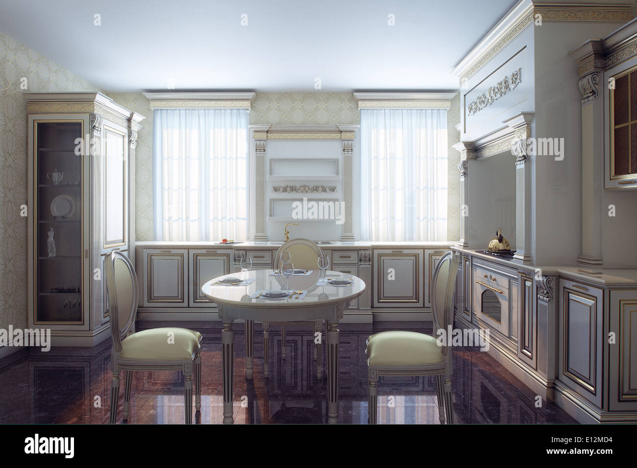 Classic Kitchen Cabinet In Provence Vintage Style Stock Photo - Alamy